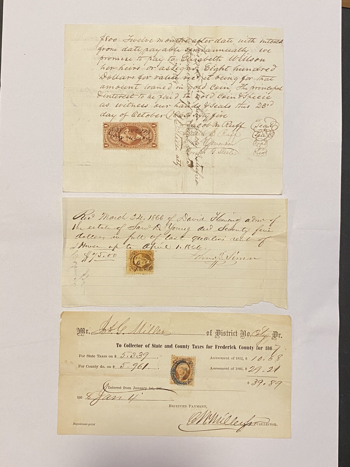 Mr 37th 1860’s Collectible Documents Loans Taxes Revenue Stamps ...