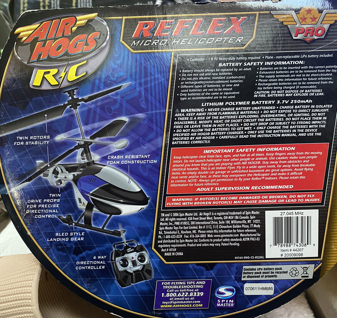 2006 Air Hogs Reflex R/c Pro Red Micro Helicopter HTF RARE 44164 for ...