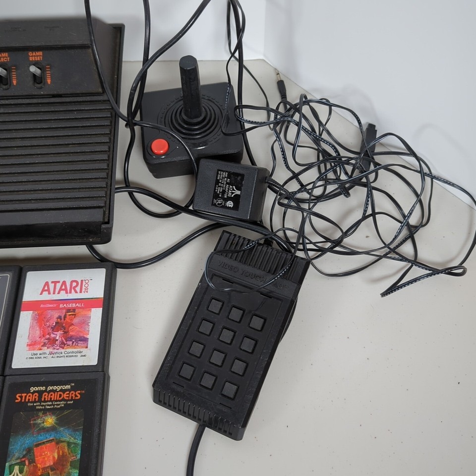 Atari 2600 Console, 12 Games Lot 3 Joy Stick, 2 Paddles, Touch Pad ...