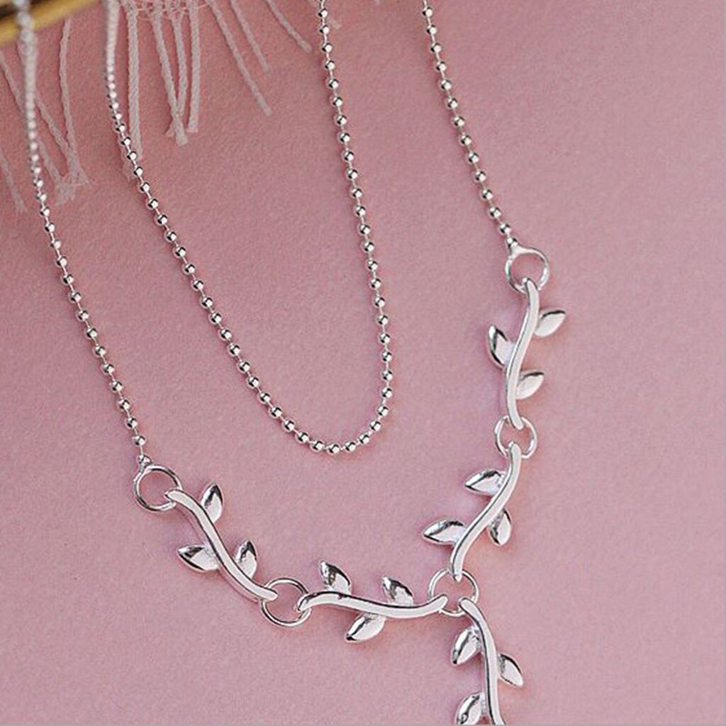 Women 925 Sterling Silver Leaf Branch Double Silver Chain Anklet ...