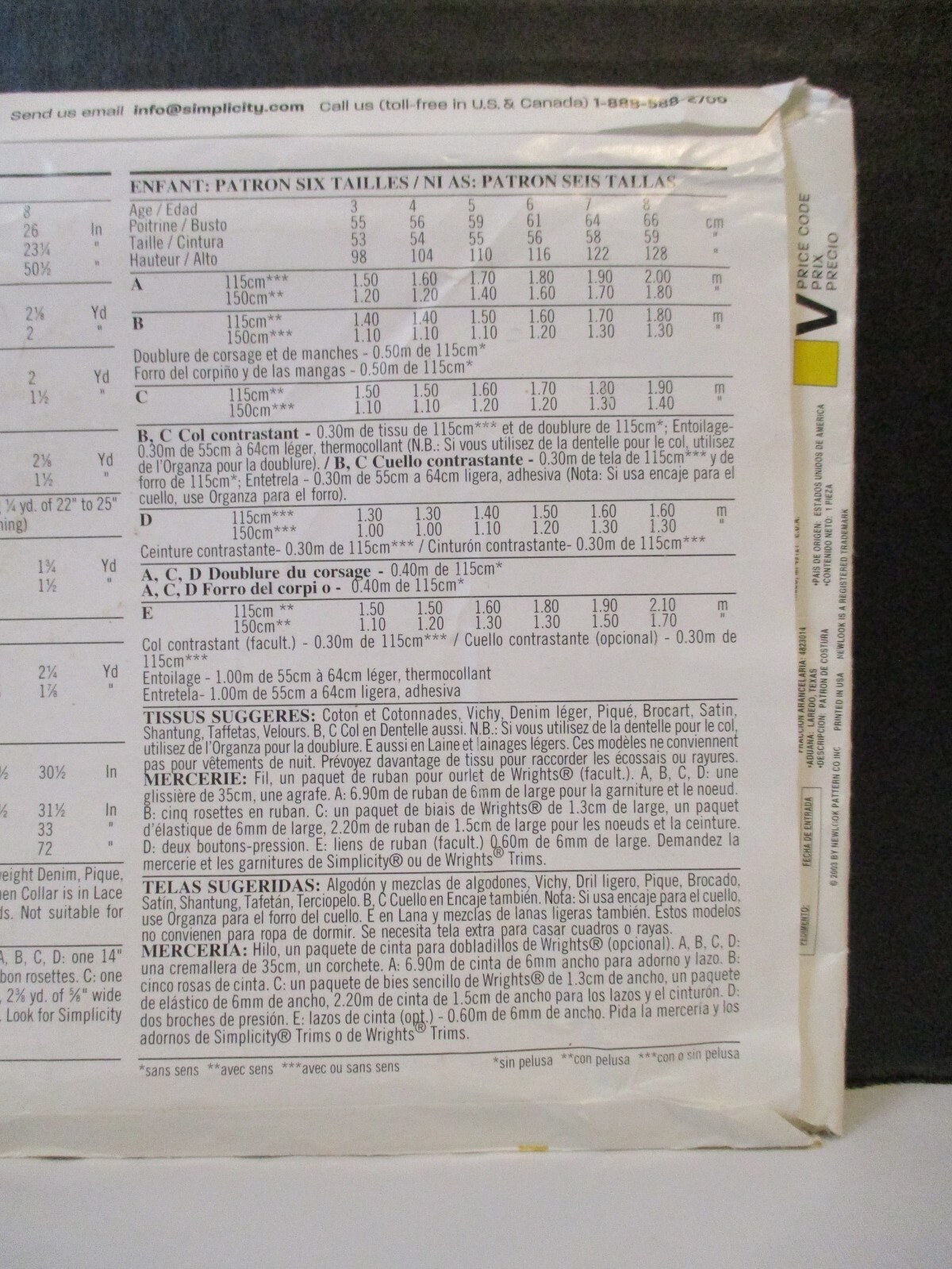 New Look Pattern 6309 Dress & Coat Girls Size A (3-6) Cut Complete ...