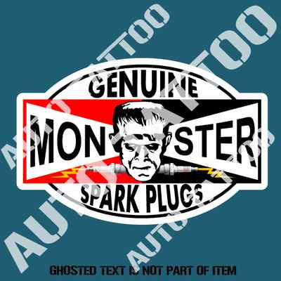 GENUINE MONSTER SPARK PLUG Decal Sticker for Mancave Garage Hot Rod Car ...