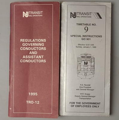 1995 NEW JERSEY TRANSIT NJT TRO-12 RULES FOR CONDUCTORS ASSISTANT ...