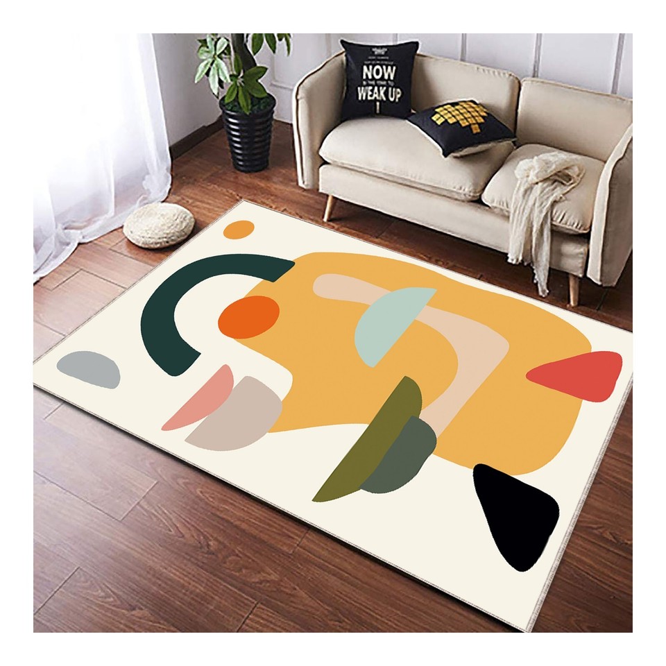 Hand Drawn Rug, Colorful Minimal Abstract Rug, Colorful Modern ...