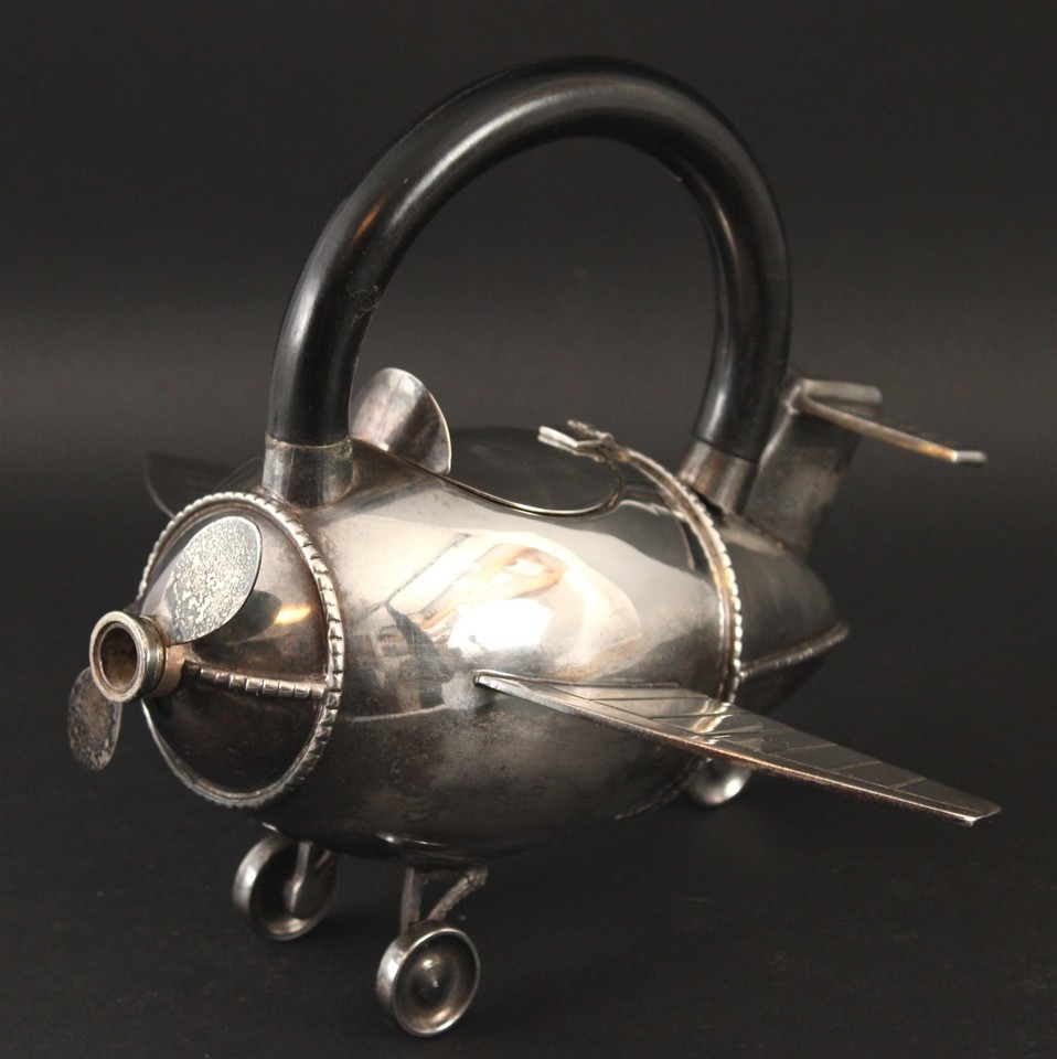 Vintage Art Deco Silverplate Pilot Aviation Figural Airplane Teapot ...