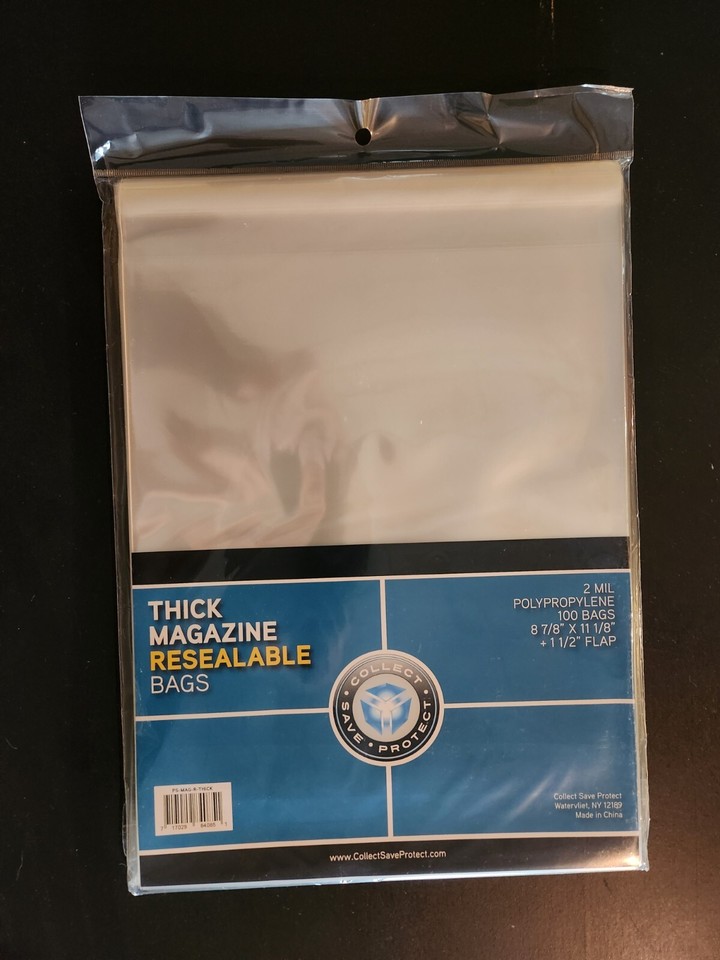 100 Thick Magazine Sleeves Resealable Plastic Storage Bags 8 7/8" x 11 ...