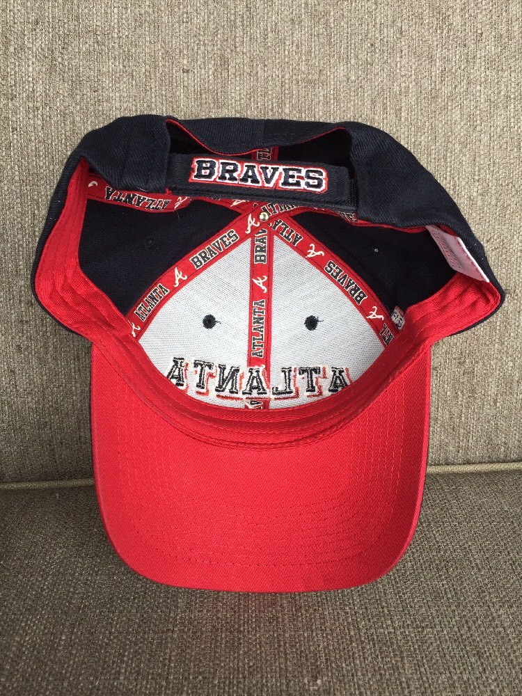 Vtg Atlanta Braves Baseball Strap Back Hat Embroidered Navy Blue MLB | eBay
