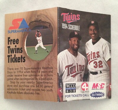 1994 Minnesota Twins Pocket Schedule - SuperAmerica | eBay