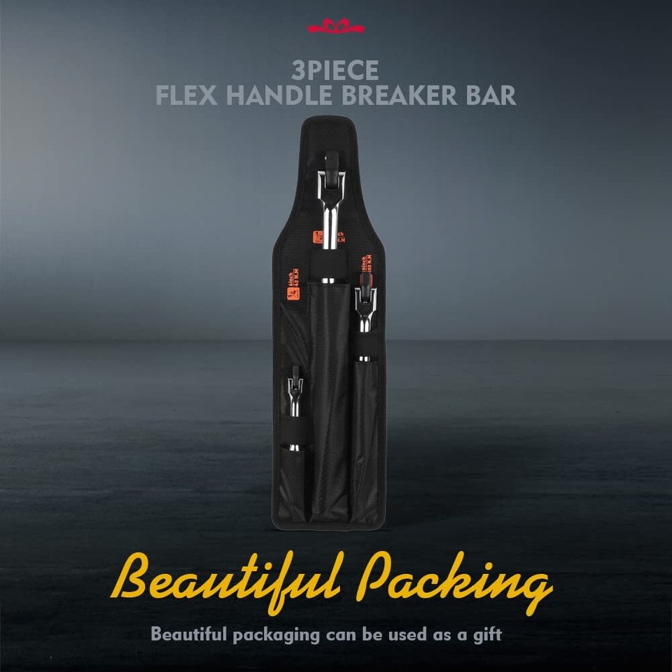 3-Piece Breaker Bar Set 1/4'' 3/8'' & 1/2'' Drive Heavy Duty Breaker ...