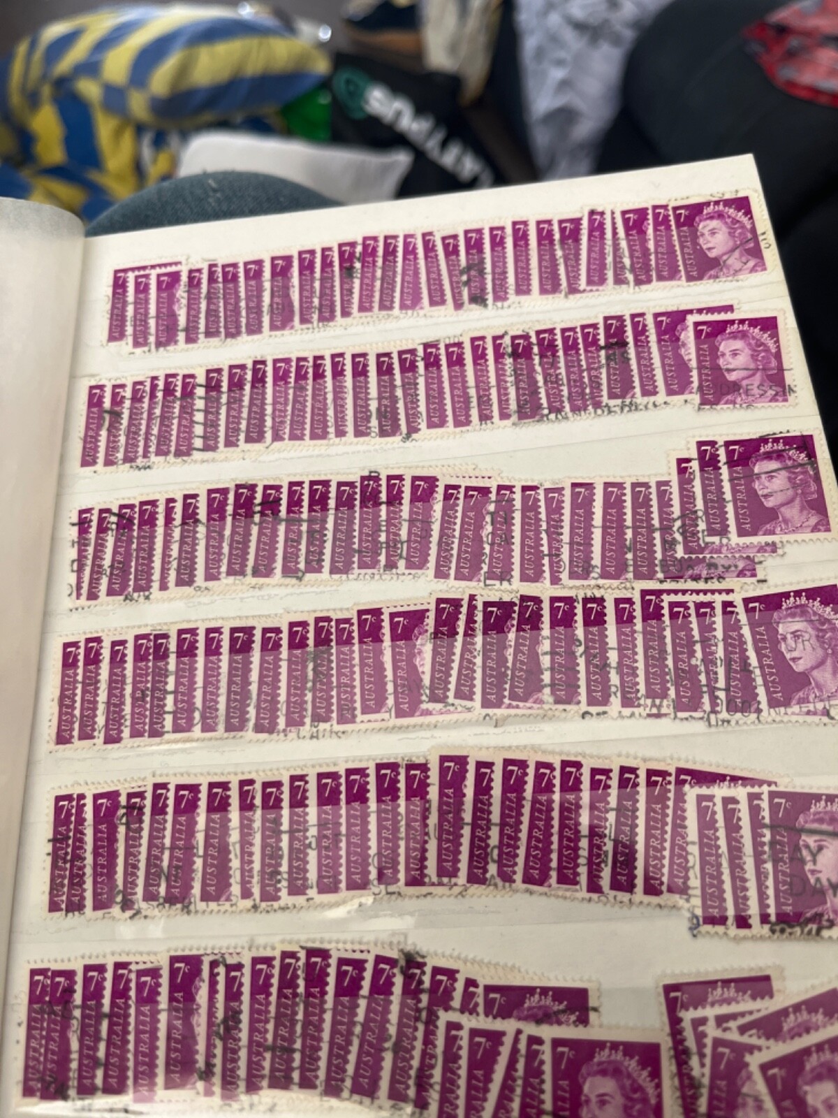 Queen Elizabeth 2 stamp album purple 7c stamps 1960 to 1970 | eBay