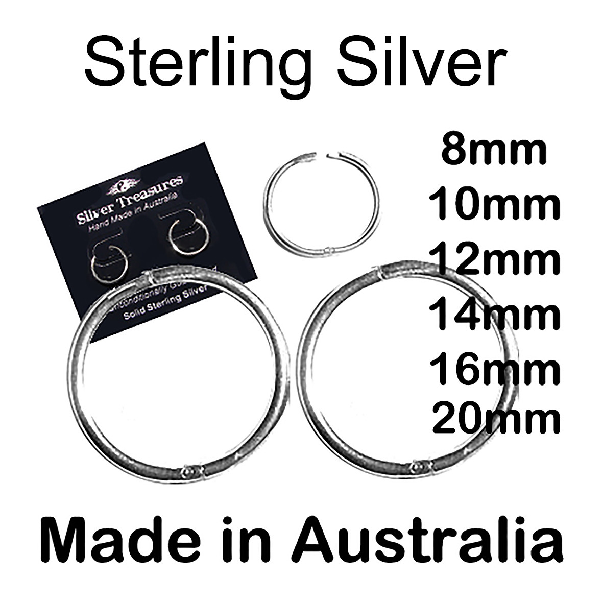 Solid Sterling Silver Sleepers 8mm 10mm 12mm 14mm 20mm Aussie made Non ...