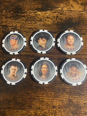 2011 Topps WWE Power Chipz Lot Of 6 Grey Chipz. Jtg, Zack Ryder, Sgt ...