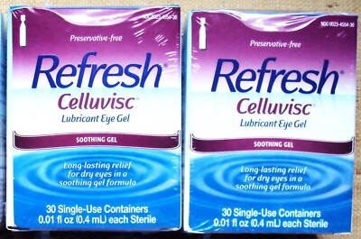 2 NEW REFRESH CELLUVISC Lubricant Eye Drops - 60 Vials - SEALED Exp 07 ...