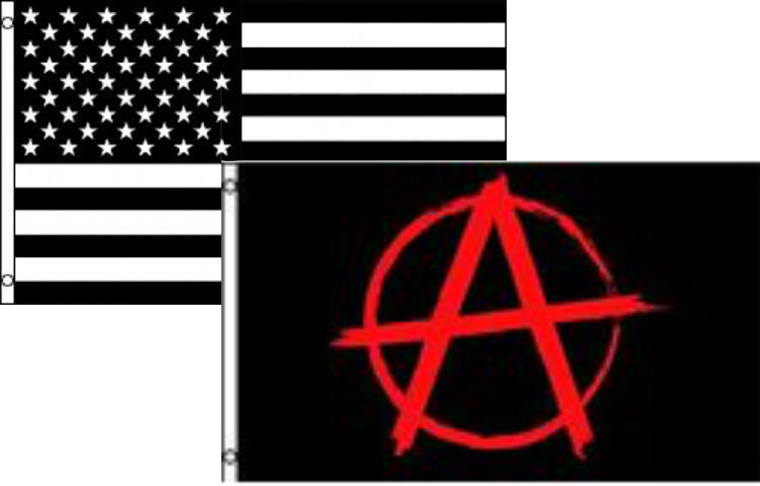 3x5 3'x5' Wholesale Combo Set Anarchy Rebellion Anti USA Black White ...