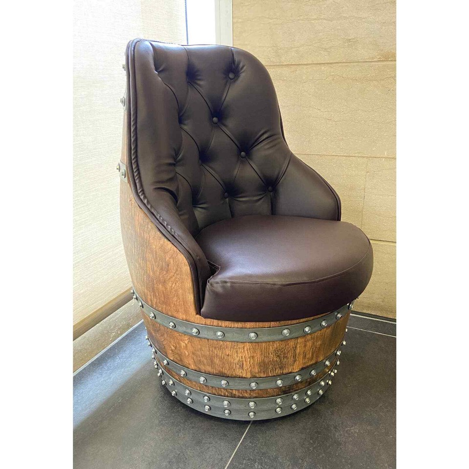 Luxury Wine Barrel Captain Chair Movable ( Barrel Chair - Whiskey ...