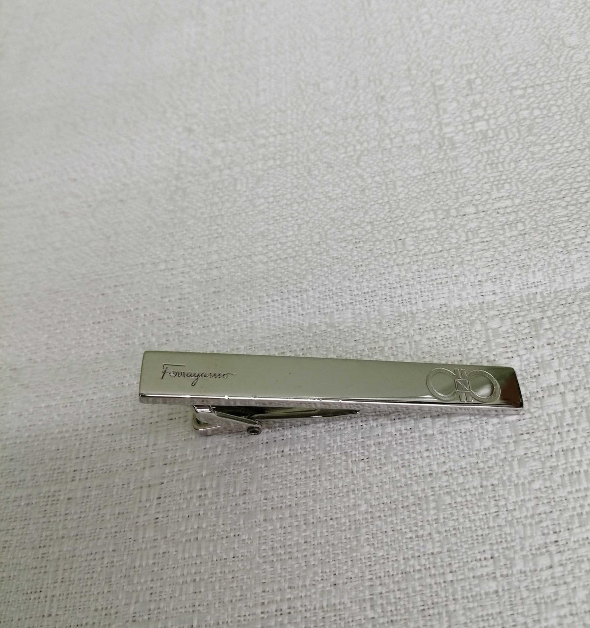 Salvatore Ferragamo Authentic Gancini Logo Tie clip bar pin Silver color no Box | eBay
