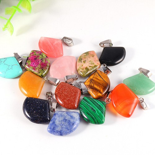 100pcs Natural Stone Sector Reiki Chakra Crystal Pendant Charms Jewelry ...
