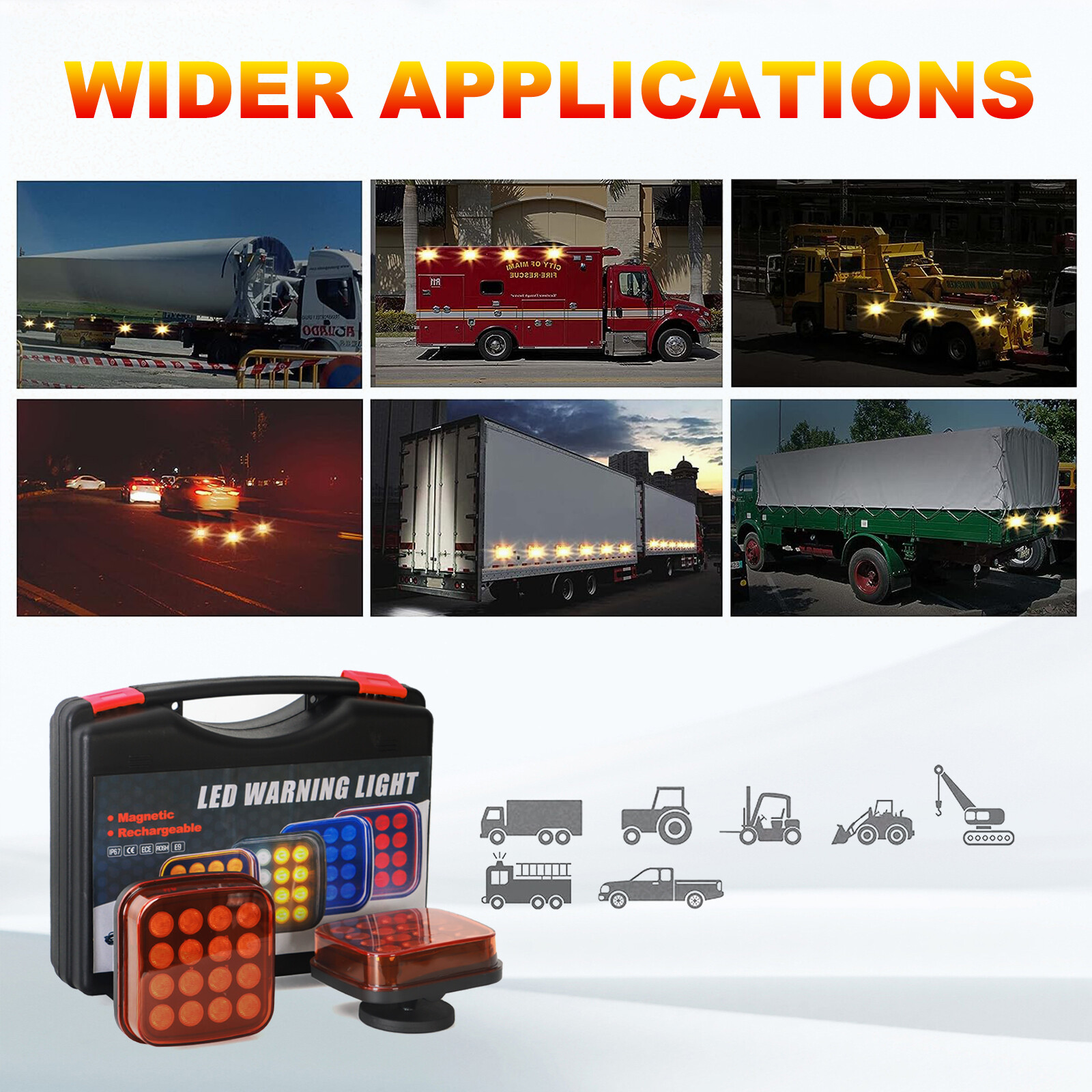 2 Magnetic Wireless LED Tow Towing Trailer Rear Tail Lights Battery ...