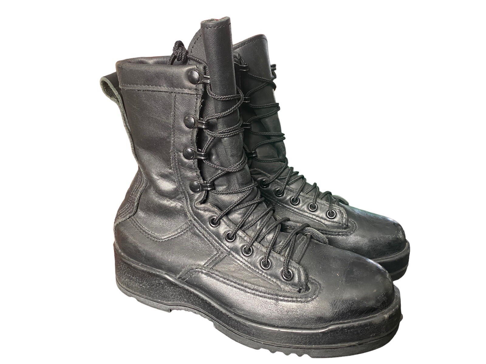 US Military Black Leather Combat Field Work Boots Men… - Gem