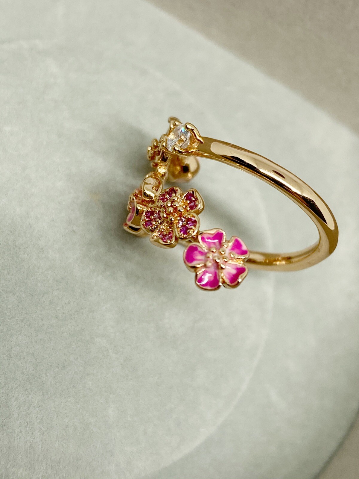 Genuine Pandora Pink Peach Blossom Flower Branch Open Ring Size 52 ...