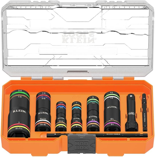 Klein Tools KNECT Quad Socket Set 24 Sizes 6 Sockets SAE Metric Deep ...