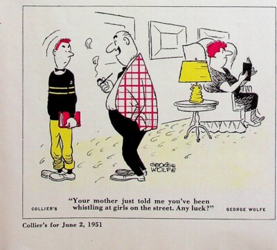 Artist George Wolfe Collier's Comic Panel Print 1951 Whistling at Girls ...