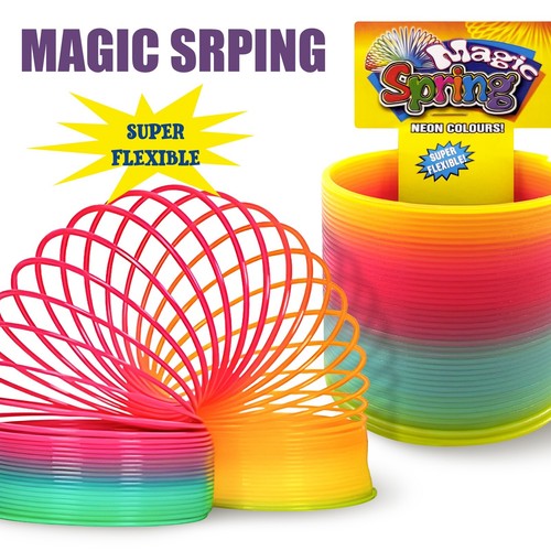 Magic Spring Rainbow Neon Ring Fidget Stress Novelty Toy Kids Party ...