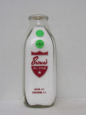 SSPQ Milk Bottle Brown's All Star Dairy Farm Canton Ogdensburg NY ST ...