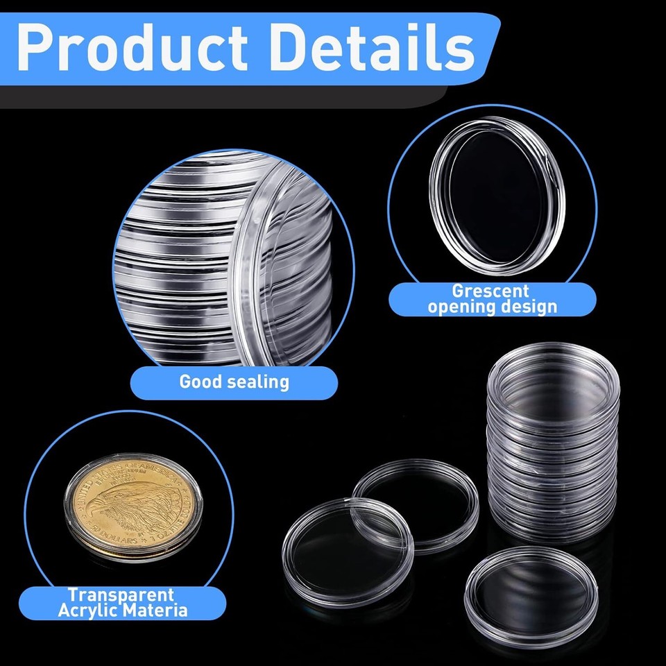 60Pcs Direct Fit Airtight 40.6mm American Silver Eagle 1Oz Coin Holders ...