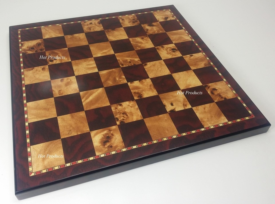 18" HIGH GLOSS Cherry & Burlwood COLOR CHESS BOARD With 1 31/32 Inch ...