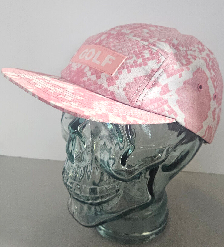 5 Panel Pink Golf Hat - Lizard Snake Design - Adjustable Strapback ...