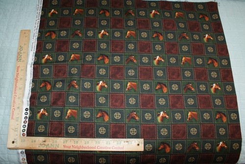 Noble Stature Horse Squares Persis Clayton Weirs Fabric Cotton 44W x 18 ...