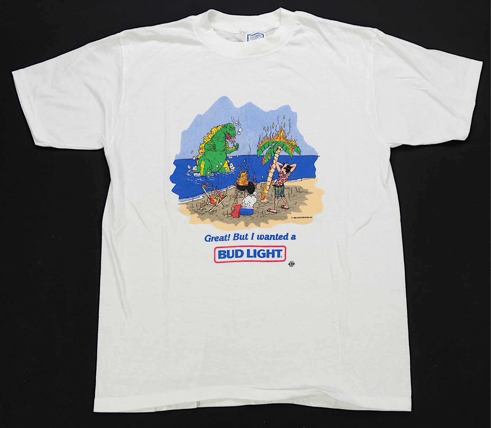 Rare VTG Great But I Wanted A Bud Light 1990 Godzilla… - Gem