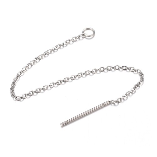 100pcs 304 Stainless Steel Pull Through Threader Earring Chains Stick ...