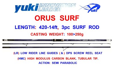 YUKI ORUS SURF 14ft 3pc SURF ROD SEA BEACH FISHING HMC CARBON ...
