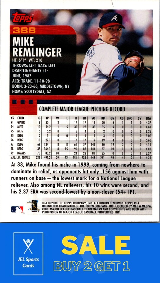 2000 Topps #388 Mike Remlinger | eBay