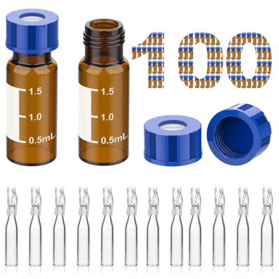 2ml Clear/Amber Lab Vials Caps for Agilent Varian Autosampler 250uL ...