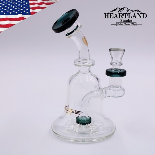 8" Bougie Glass DARK GREEN Bell Bong CIRC PERCOLATOR Smoking Water Pipe ...