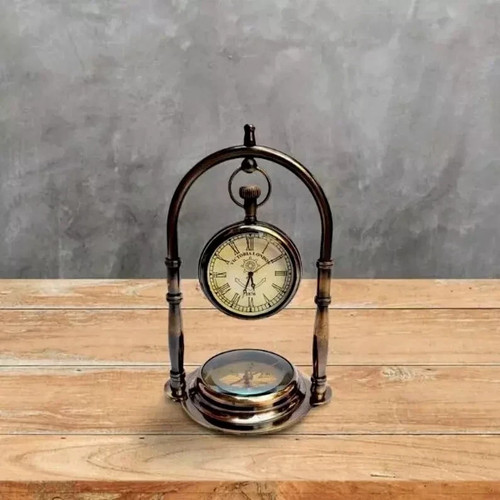 Antique Brass Nautical Table Clock with Compass (Victorian Style) | eBay UK
