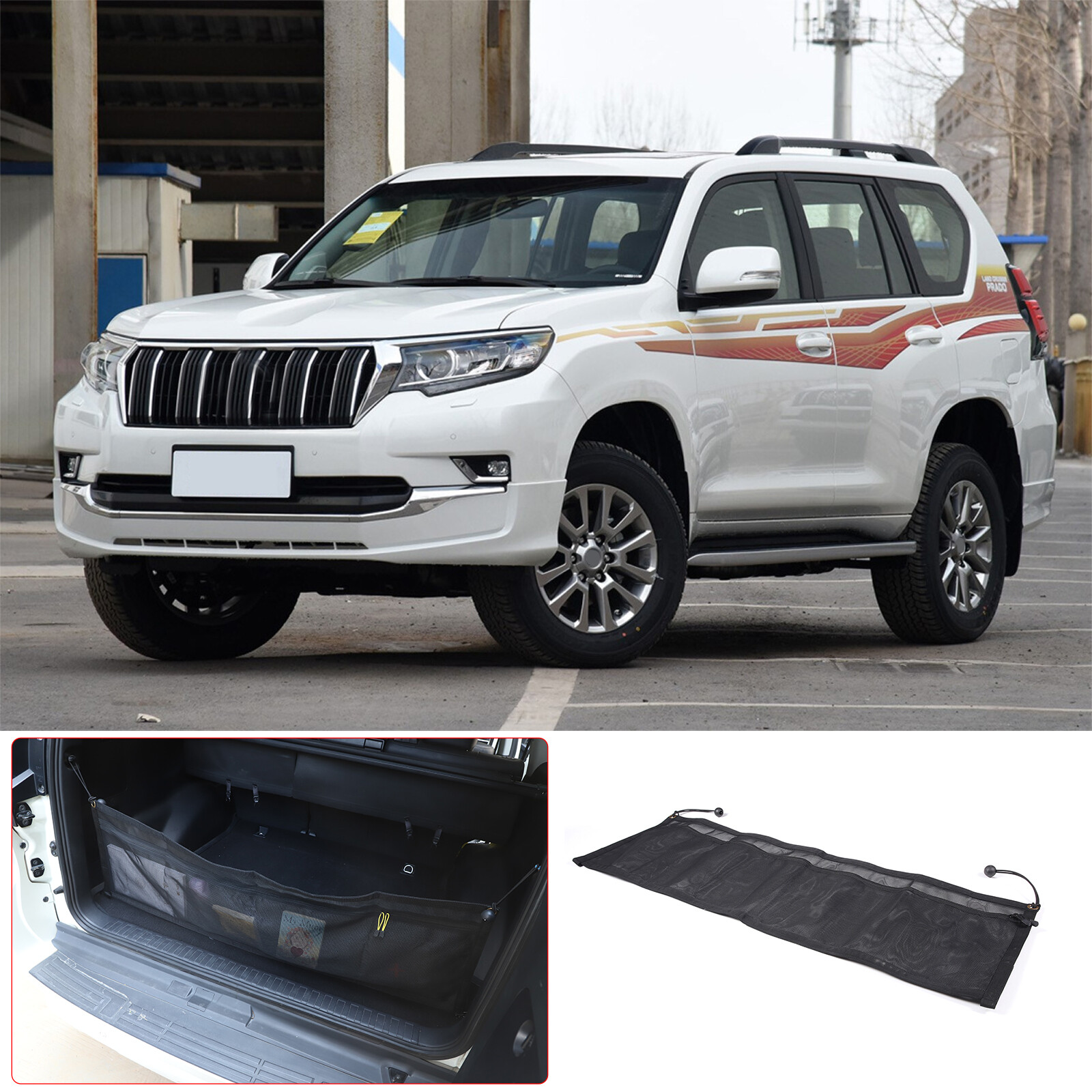 Car Rear Trunk Boot Organizer Pocket Cargo Net For Toyota Land Cruiser ...