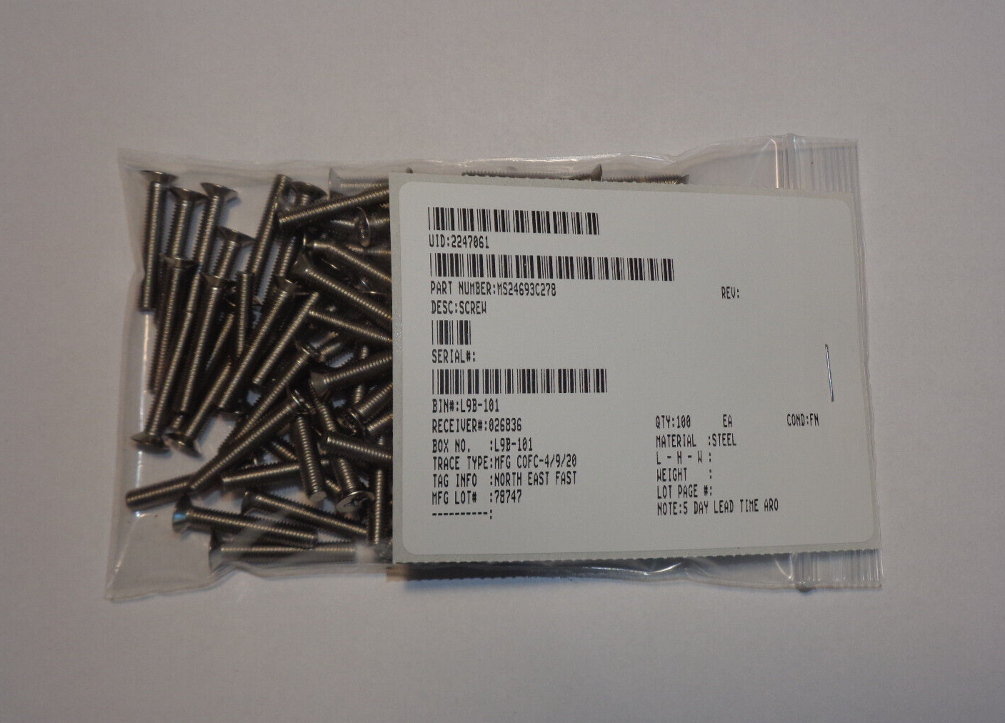 Aircraft Screws MS24693-C278 #10-32 x 1 1/4 Phillips Flat Mach Screw ...