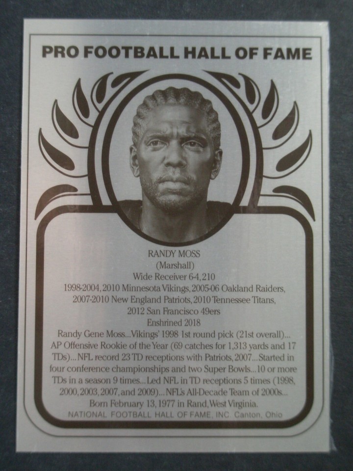 Pro Football Hall of Fame Metal Metallic Bust Cards Mint Aluminum - NFL ...