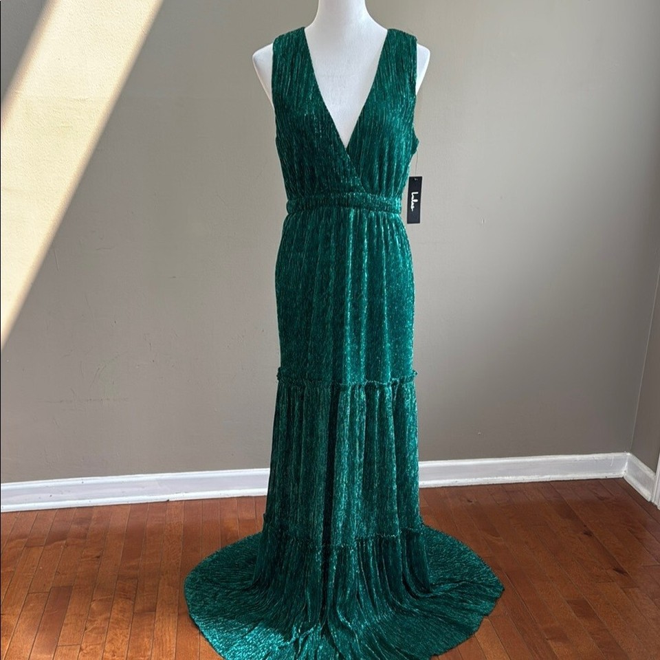 Lulu's Falling Star Teal Green Sleeveless Textured Knit Metallic Maxi ...