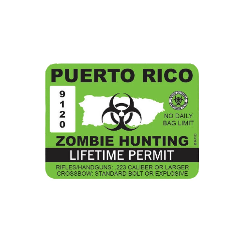 Puerto Rico Zombie Hunting Permit Decal | eBay