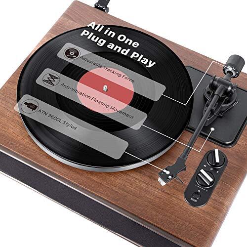 1 by ONE High Fidelity Belt Drive Turntable with Built-in Speakers ...