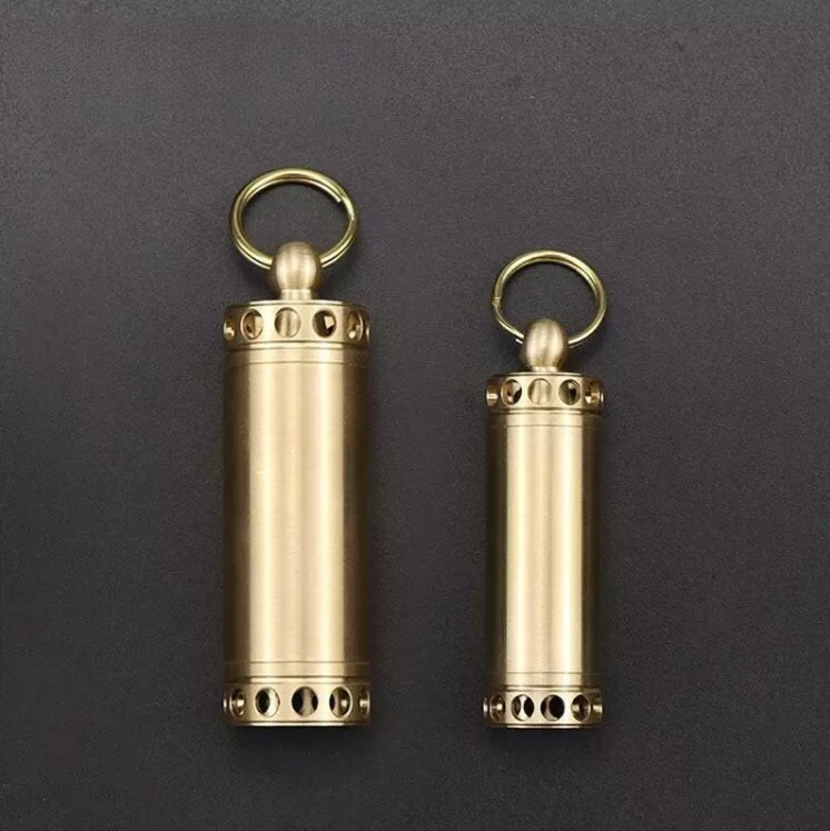 EDC Brass Waterproof Pill Box Organizer Container Case Storage Tank Key ...