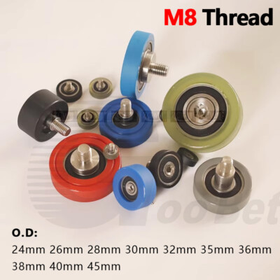 Polyurethane Molded Ball Bearing PU Roller Coated Rubber Pulley Guide ...