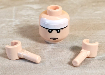 LEGO Batman Head Nougat Flesh White Eye With Cowl On FREE HAND Set ...