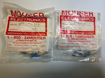 Resistors Fixed Film (1K & 330 Ohm) 1/4W (2 BAGS OF 20) Mouser ME271 ...