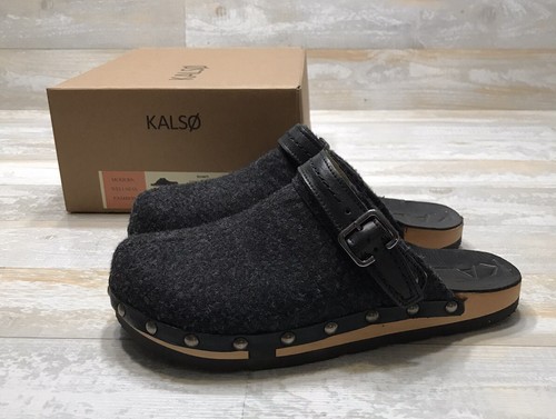 NEW KALSO Women sz 8 Shanti Black Mules Clogs Shoes Fabric Buckle ...